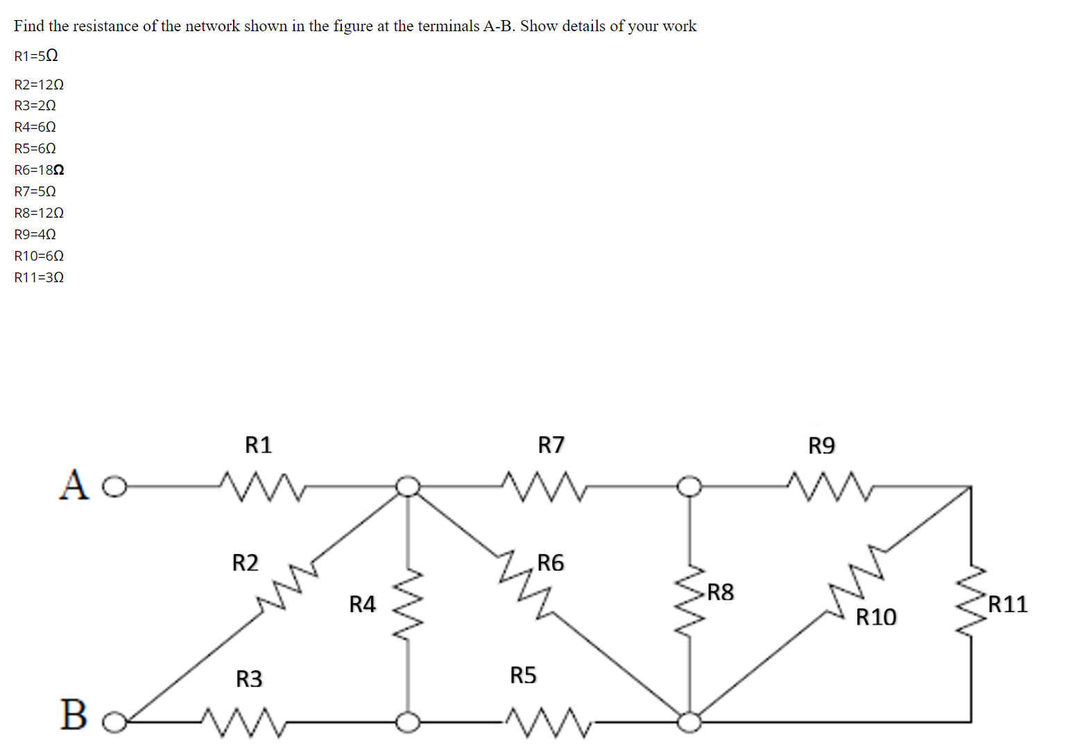 Solved Find the resistance of the network shown in the | Chegg.com