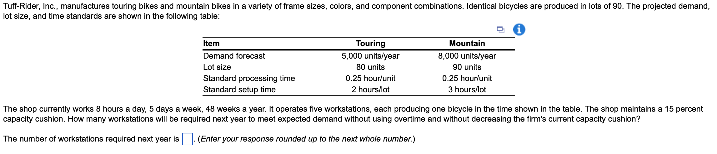 Solved The shop currently works 8 hours a day, 5 days a | Chegg.com