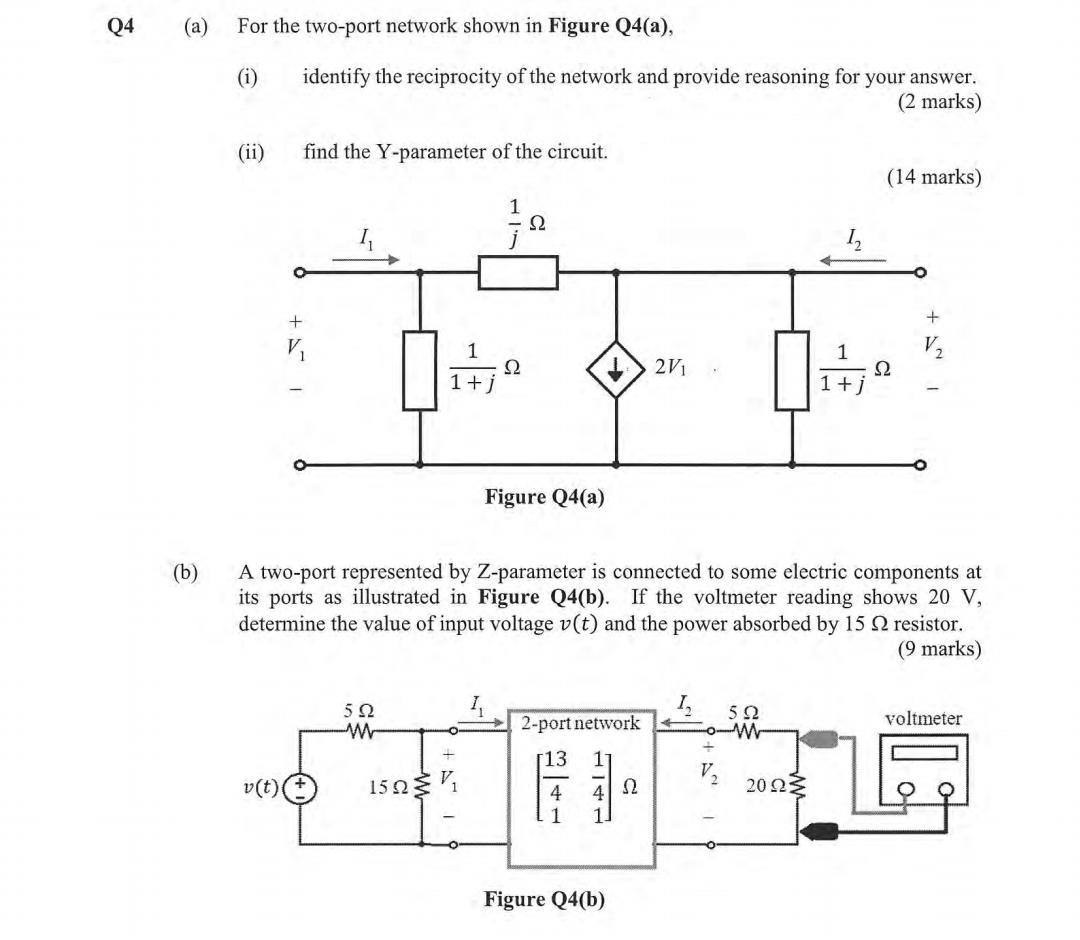 Solved Q4 (a) For the two-port network shown in Figure | Chegg.com