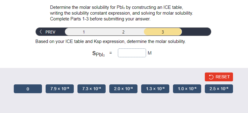 Solved Determine the molar solubility for Pbl2 by | Chegg.com