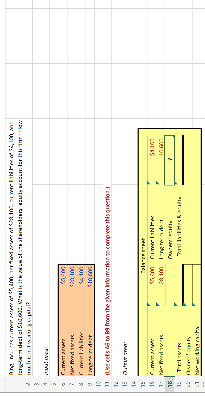 Solved Bing, Inc., has current assets of $5,400, net fixed | Chegg.com