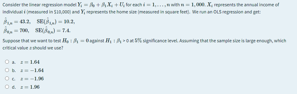 Solved Consider the linear regression model Y; = Bo + B1X; | Chegg.com