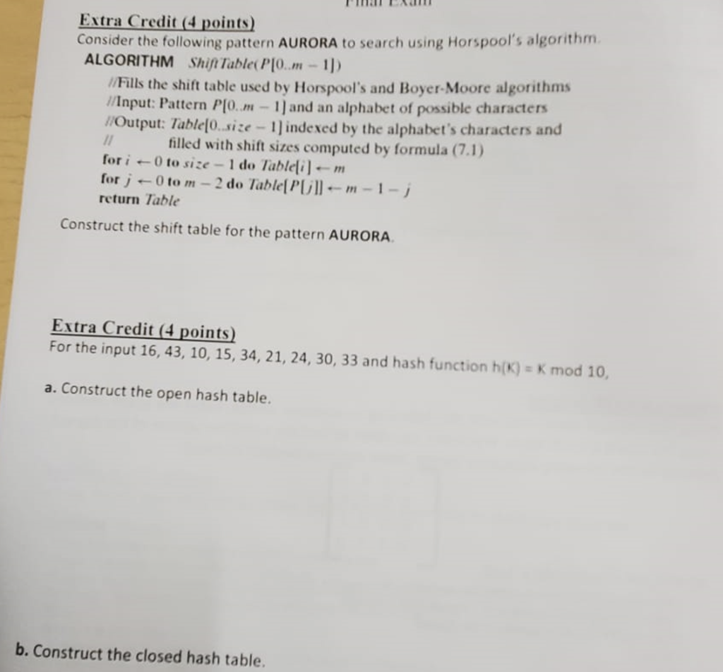 Solved Extra Credit (4 points) Consider the following | Chegg.com