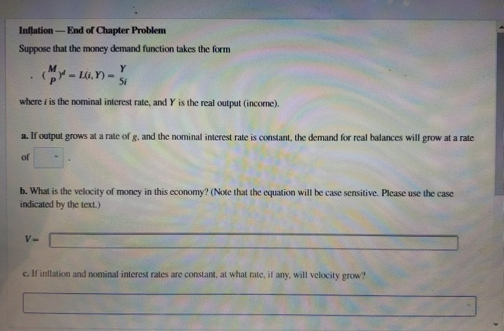 Solved Inflation-End of Chapter Problem Suppose that the | Chegg.com