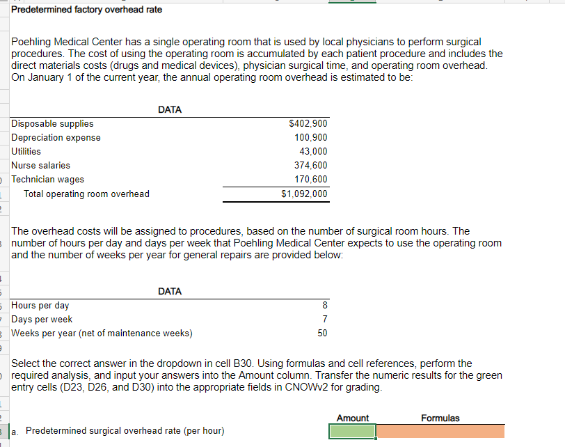 Solved Check My Work a. Use estimated annual operating room | Chegg.com
