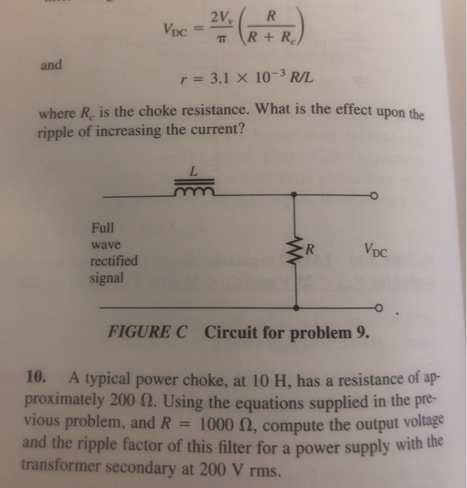 Solved A typical power choke, at 10H, has a resistance of | Chegg.com