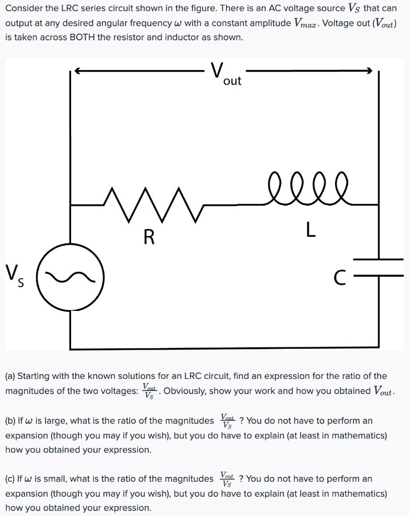 Solved Consider the LRC series circuit shown in the figure. | Chegg.com