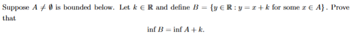 Solved Suppose A is ﻿not empty and is ﻿bounded below. Let | Chegg.com