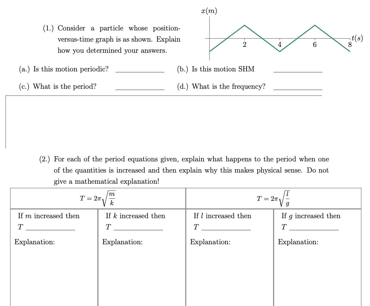 Solved x(m) (1.) Consider a particle whose position- | Chegg.com