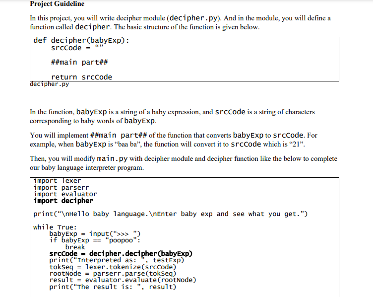 Solved Decipher *You need to submit Python files | Chegg.com