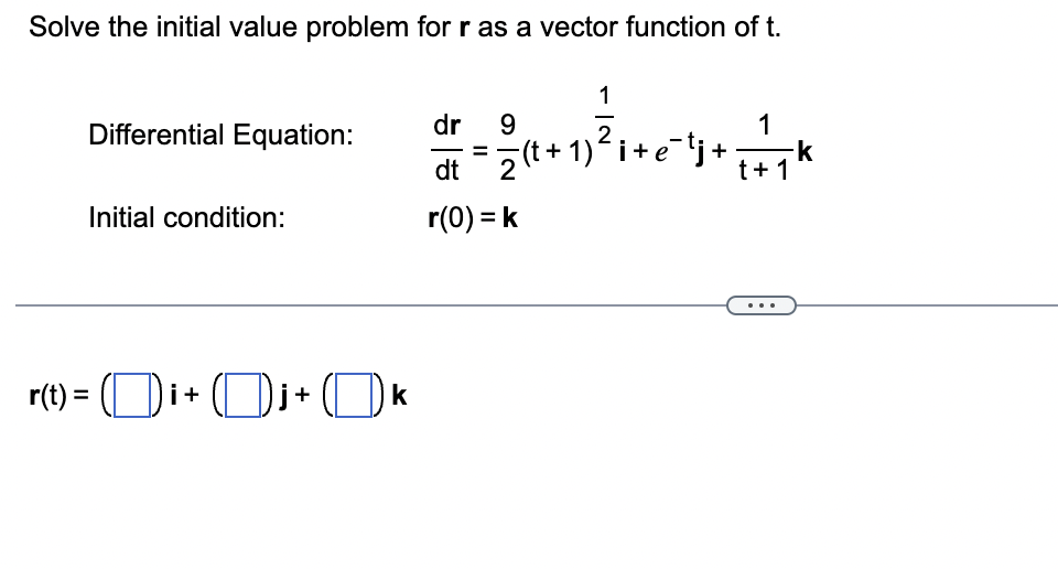 Solved Solve the initial value problem for r as a vector | Chegg.com