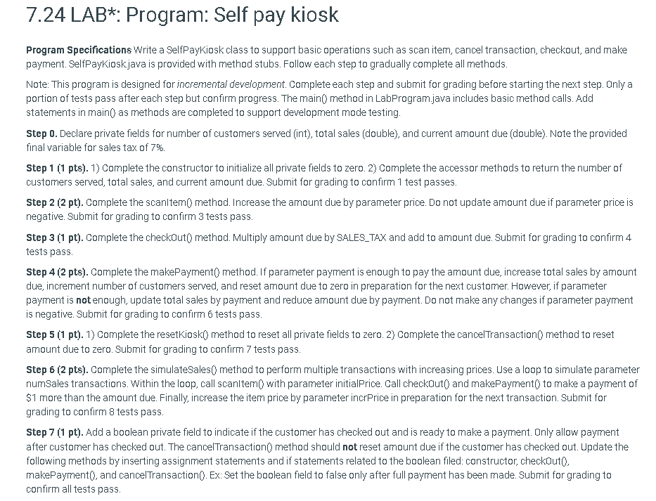 Solved Need help with this code for JAVA only7.24 LAB*: | Chegg.com