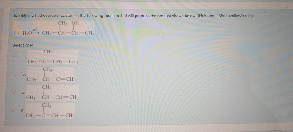 Solved Identify the hydrocarbon reactant in the following | Chegg.com