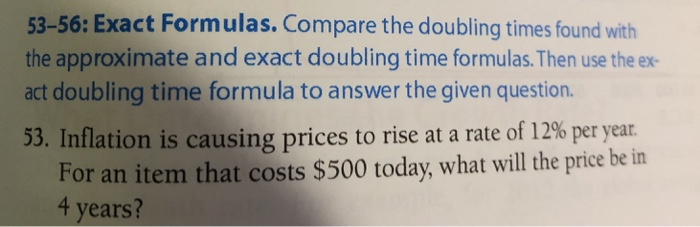 Solved 53-56: Exact Formulas. Compare the doubling times | Chegg.com