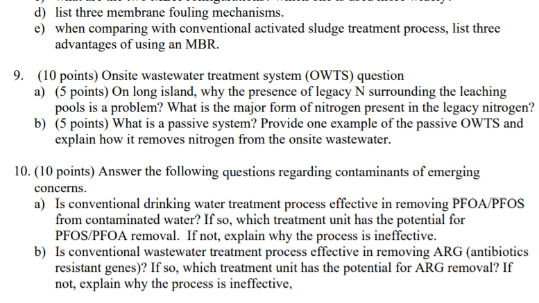 Solved Onsite wastewater treatment system (OWTS) question a) | Chegg.com