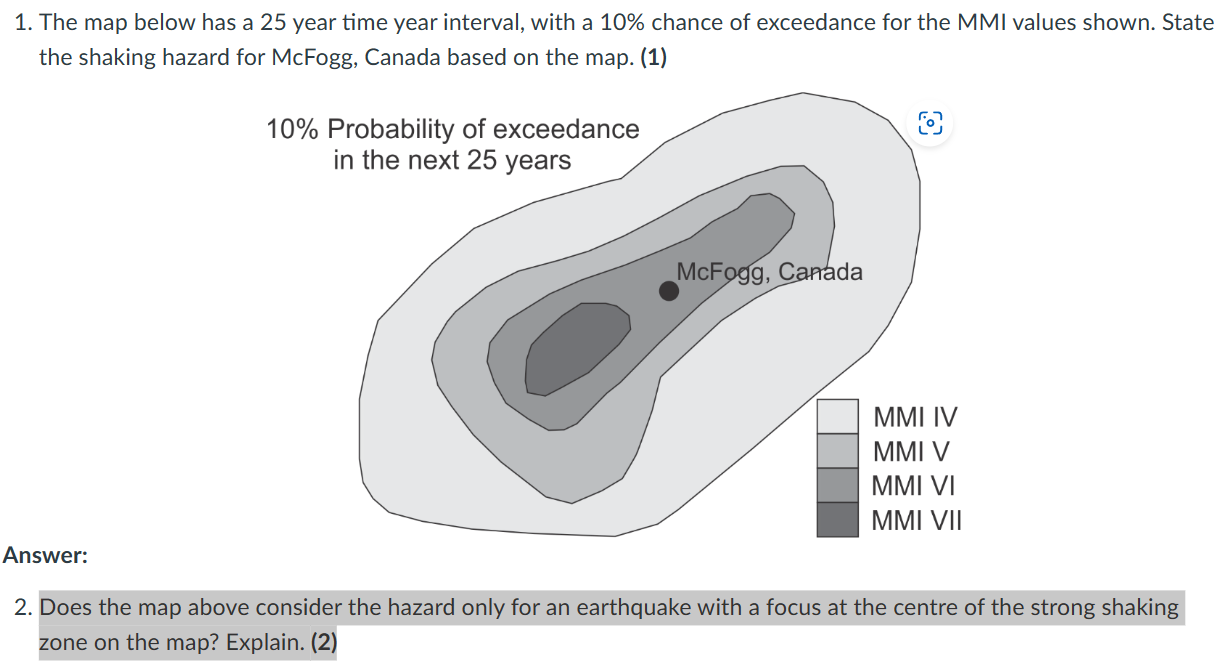 1. The map below has a 25 year time year interval, | Chegg.com