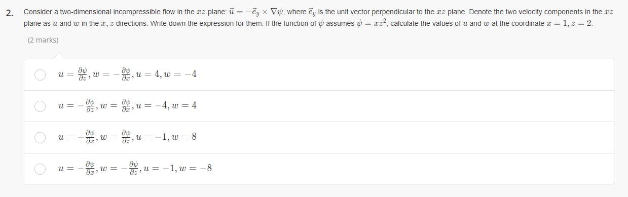 Solved 2. Consider a two-dimensional incompressible flow in | Chegg.com