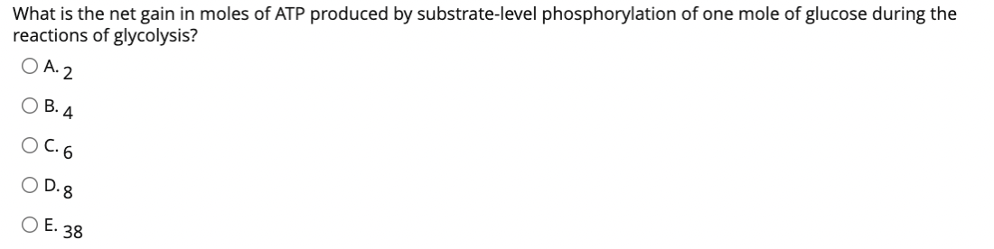 Solved What is the net gain in moles of ATP produced by | Chegg.com