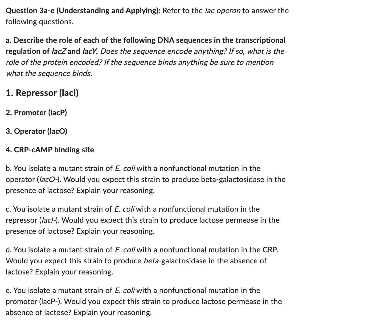 Solved Question 3a-e (Understanding and Applyıng): Refer to | Chegg.com