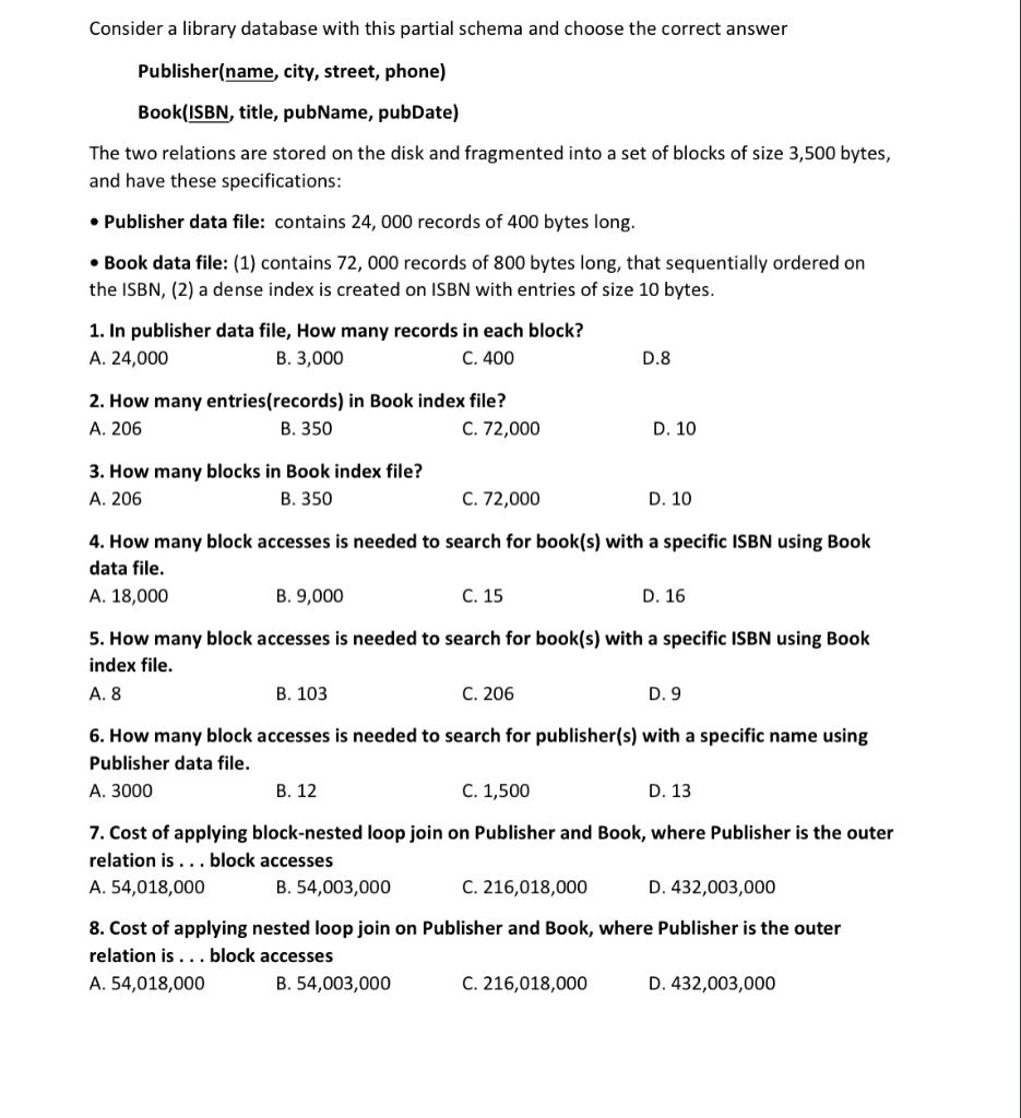 Solved Question 5 (4 points) Consider a library database | Chegg.com