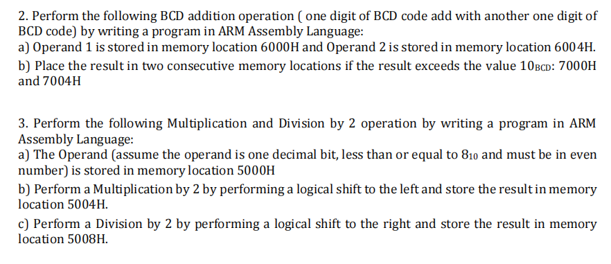 Solved 2. Perform the following BCD addition operation ( one | Chegg.com