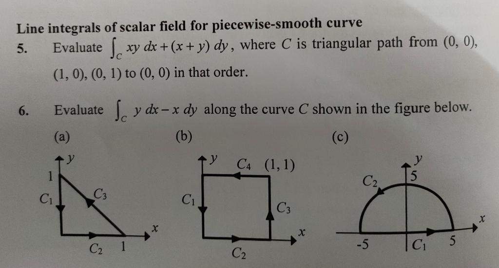 Solved Line integrals of scalar field for piecewise-smooth | Chegg.com