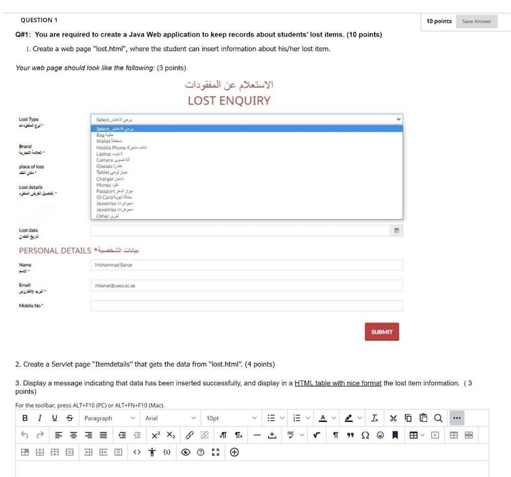 Solved Q#1: You are required to create a Java Web | Chegg.com Solved Q#1: You are required to create a Java Web | Chegg.com