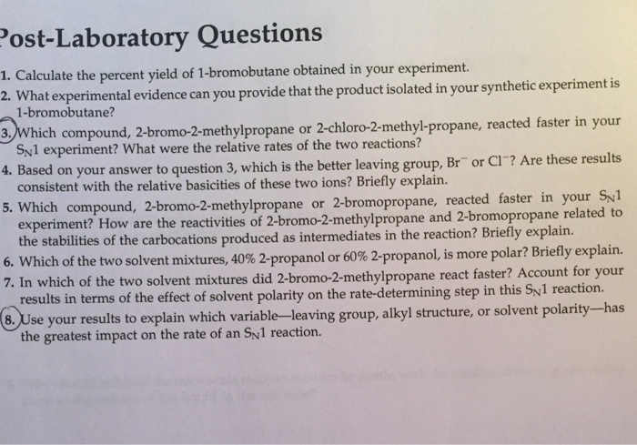 Solved Post-Laboratory Questions 1. Calculate the percent | Chegg.com