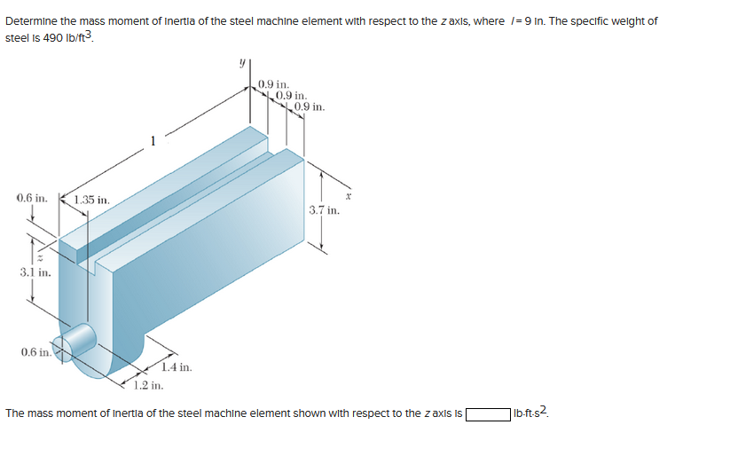 Solved Determine the mass moment of Inertla of the steel | Chegg.com