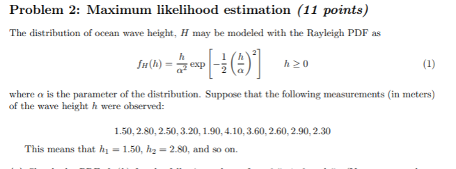 Problem 2: Maximum likelihood estimation (11 points) | Chegg.com
