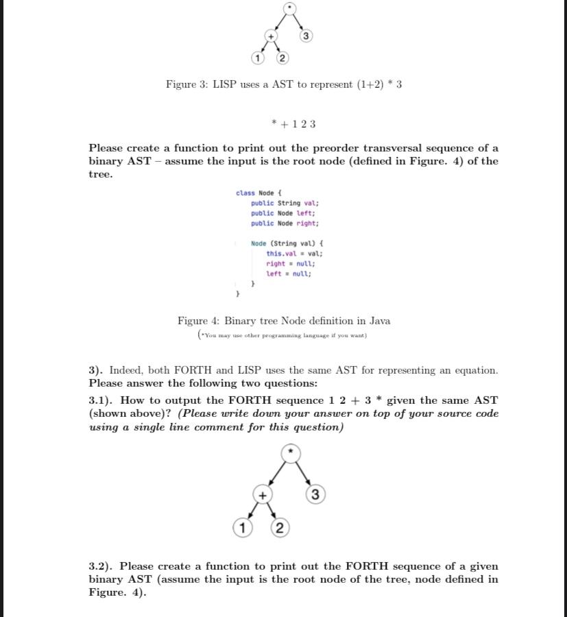 Solved 3. FORTH and LISP and Abstract Syntax Tree (AST). 1). | Chegg.com