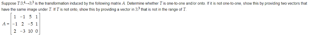 Solved Suppose T:R R3 is the transformation induced by the | Chegg.com