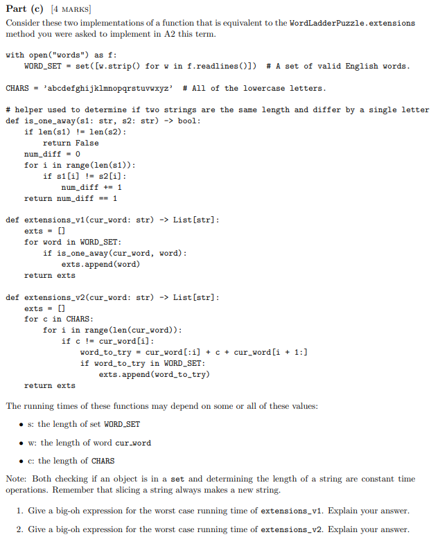 Solved Part (c) [4 MARKS) Consider these two implementations | Chegg.com
