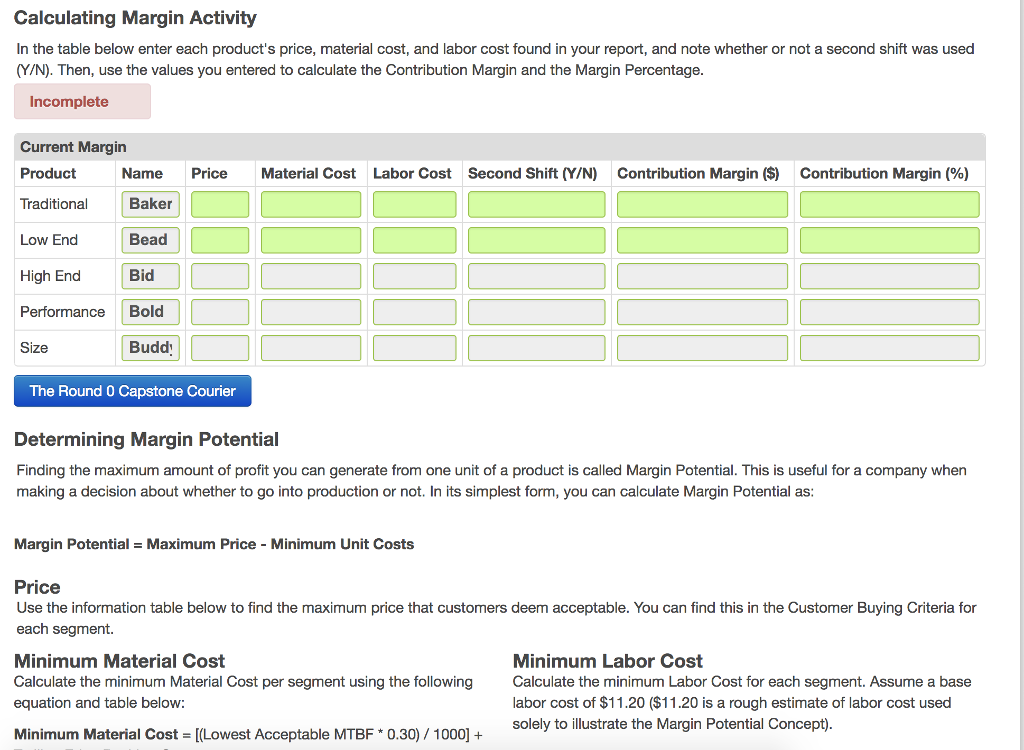 Solved Margin Analysis Margin Analysis Being able to | Chegg.com