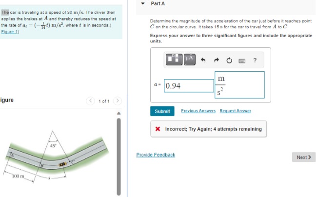 Solved The car is traveling at a speed of 30 m/s. The driver | Chegg.com