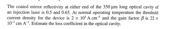 Solved The coated mirror reflectivity at either end of the | Chegg.com