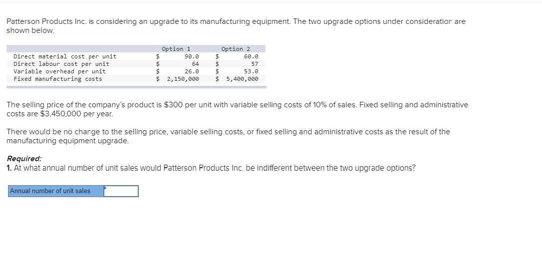 Solved Patterson Products Inc. is considering an upgrade to | Chegg.com