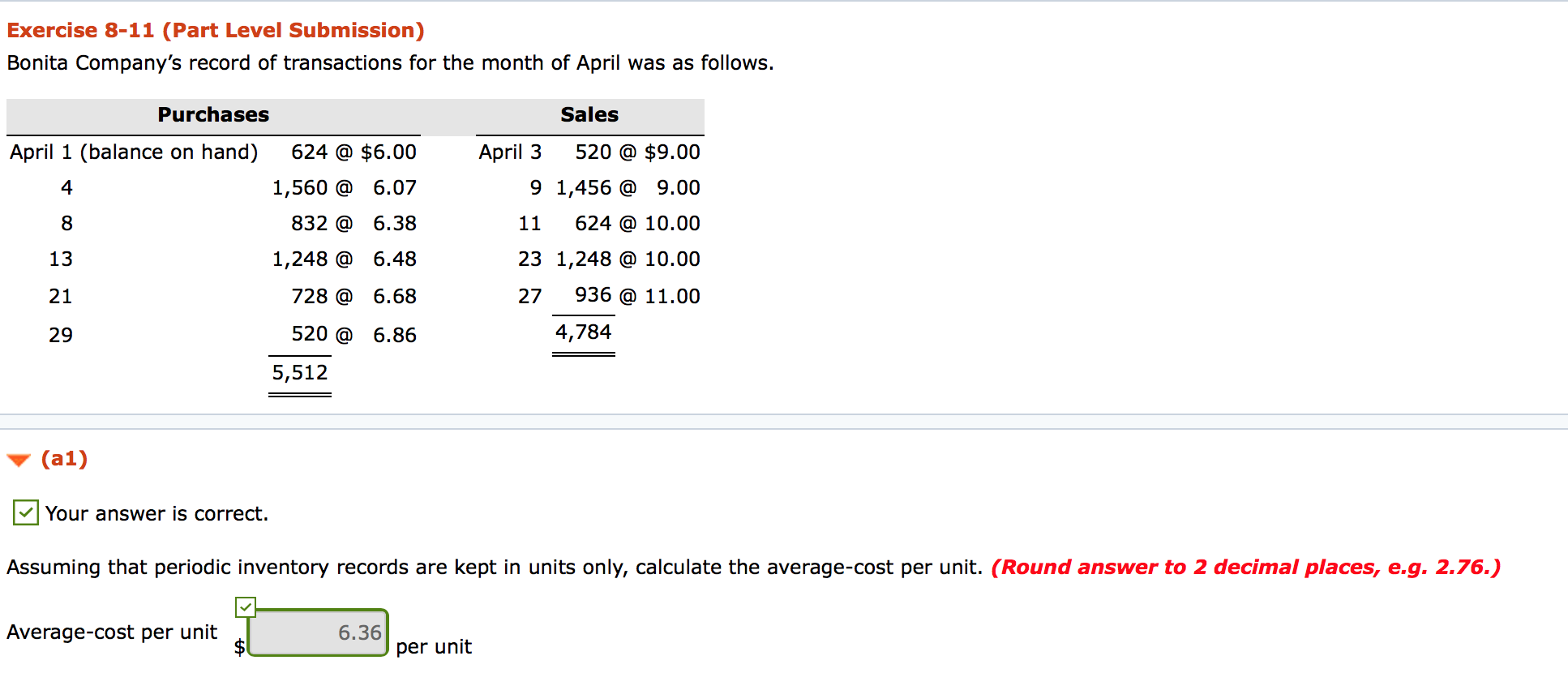 Solved Exercise 8-11 (Part Level Submission) Bonita | Chegg.com