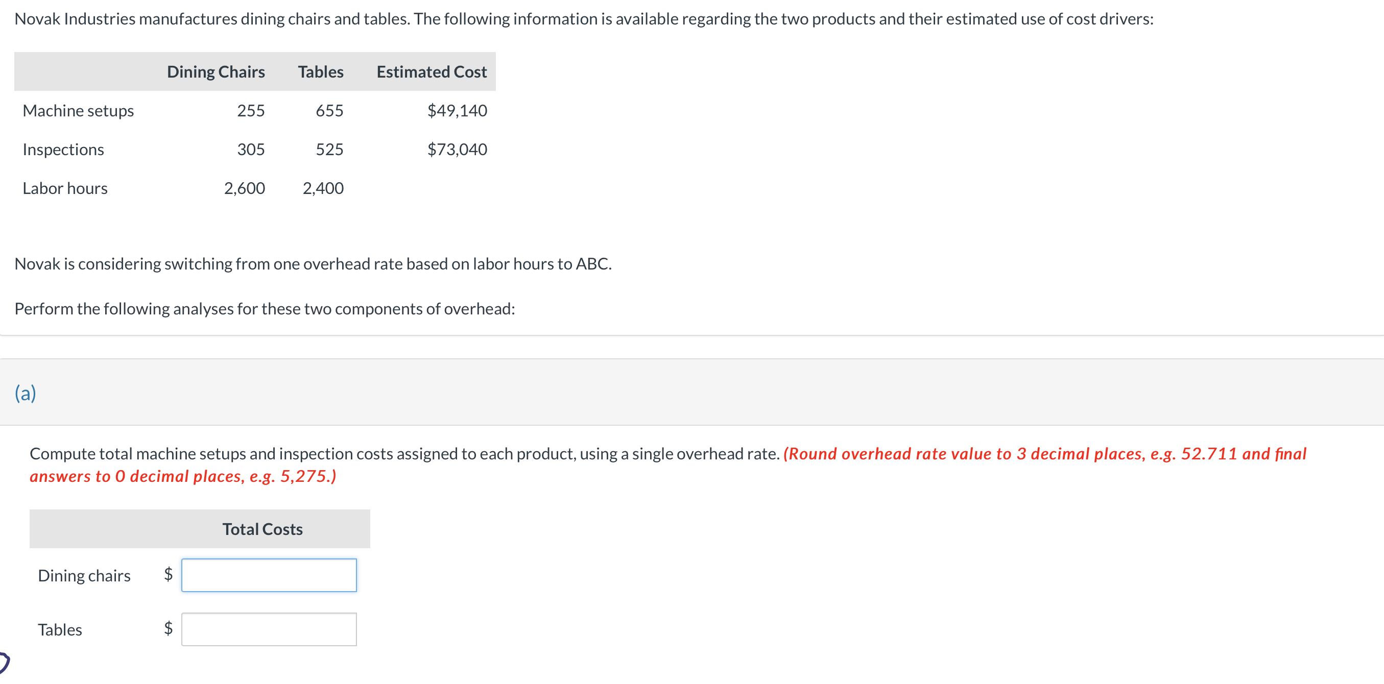Solved Novak is considering switching from one overhead rate | Chegg.com