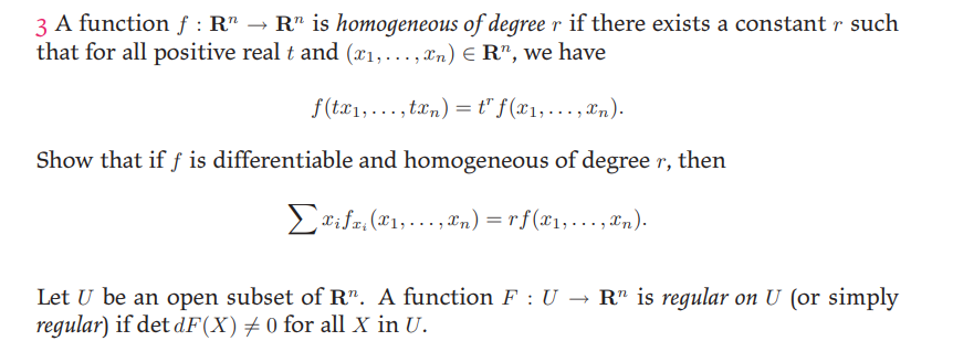 3 A function f:Rn→Rn is homogeneous of degree r if | Chegg.com