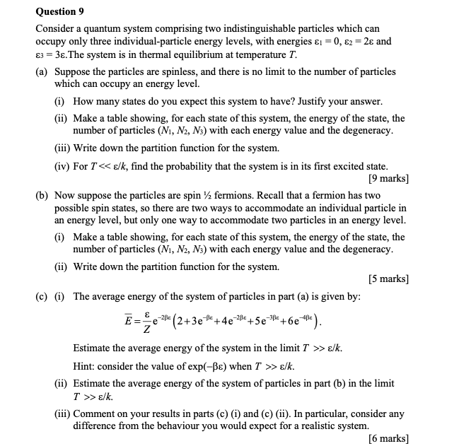 Solved Question 9 Consider a quantum system comprising two | Chegg.com