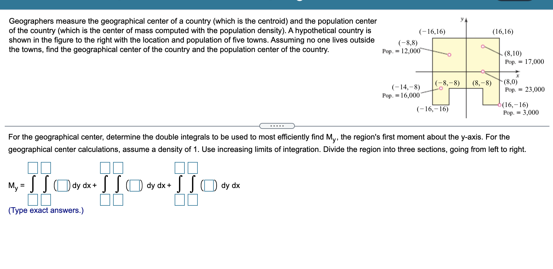 Solved (16,16) Geographers measure the geographical center | Chegg.com