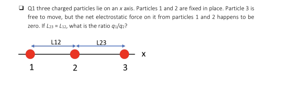 Solved Q1 three charged particles lie on an x axis. | Chegg.com