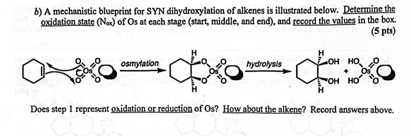 Solved b) ﻿A mechanistic blueprint for SYN dihydroxylation | Chegg.com