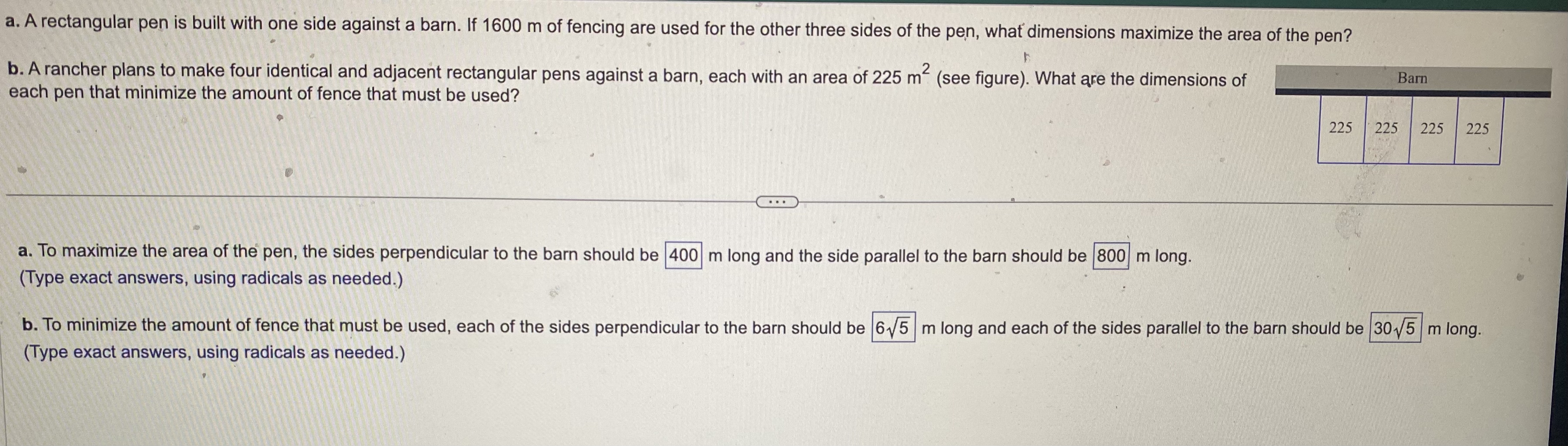 Solved A. A rectangular pen is built with one side against a | Chegg.com