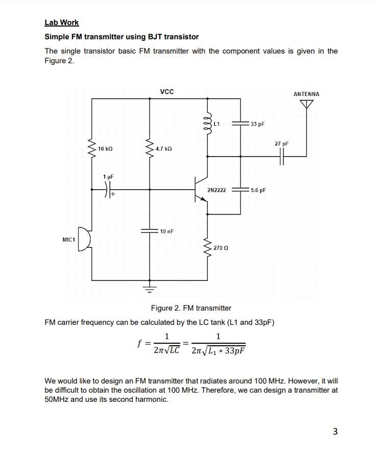 Solved EEEN 332 FM Transmitter Lab In this Lab, you will | Chegg.com