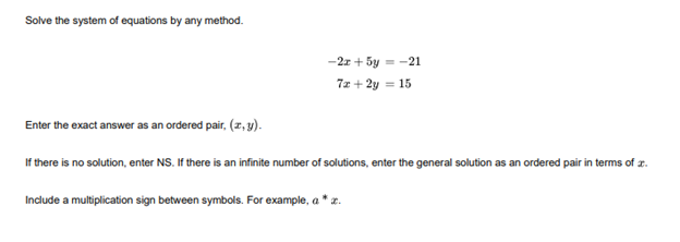 Solved Solve the system of equations by any method. | Chegg.com