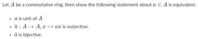 Solved Let A be a commutative ring, then show the following | Chegg.com
