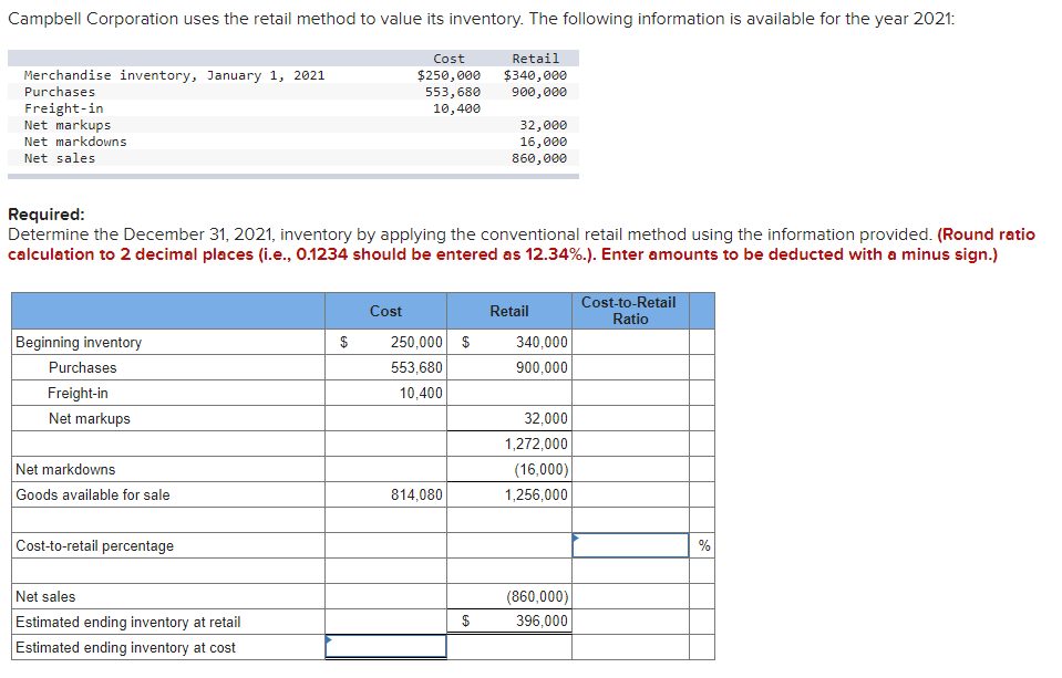 Solved Required: Determine the December 31, 2021, inventory | Chegg.com