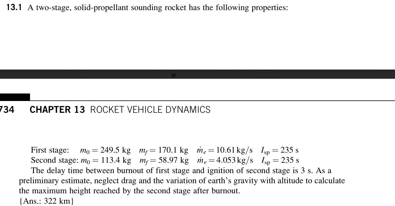 Solved 13.1 A two-stage, solid-propellant sounding rocket | Chegg.com